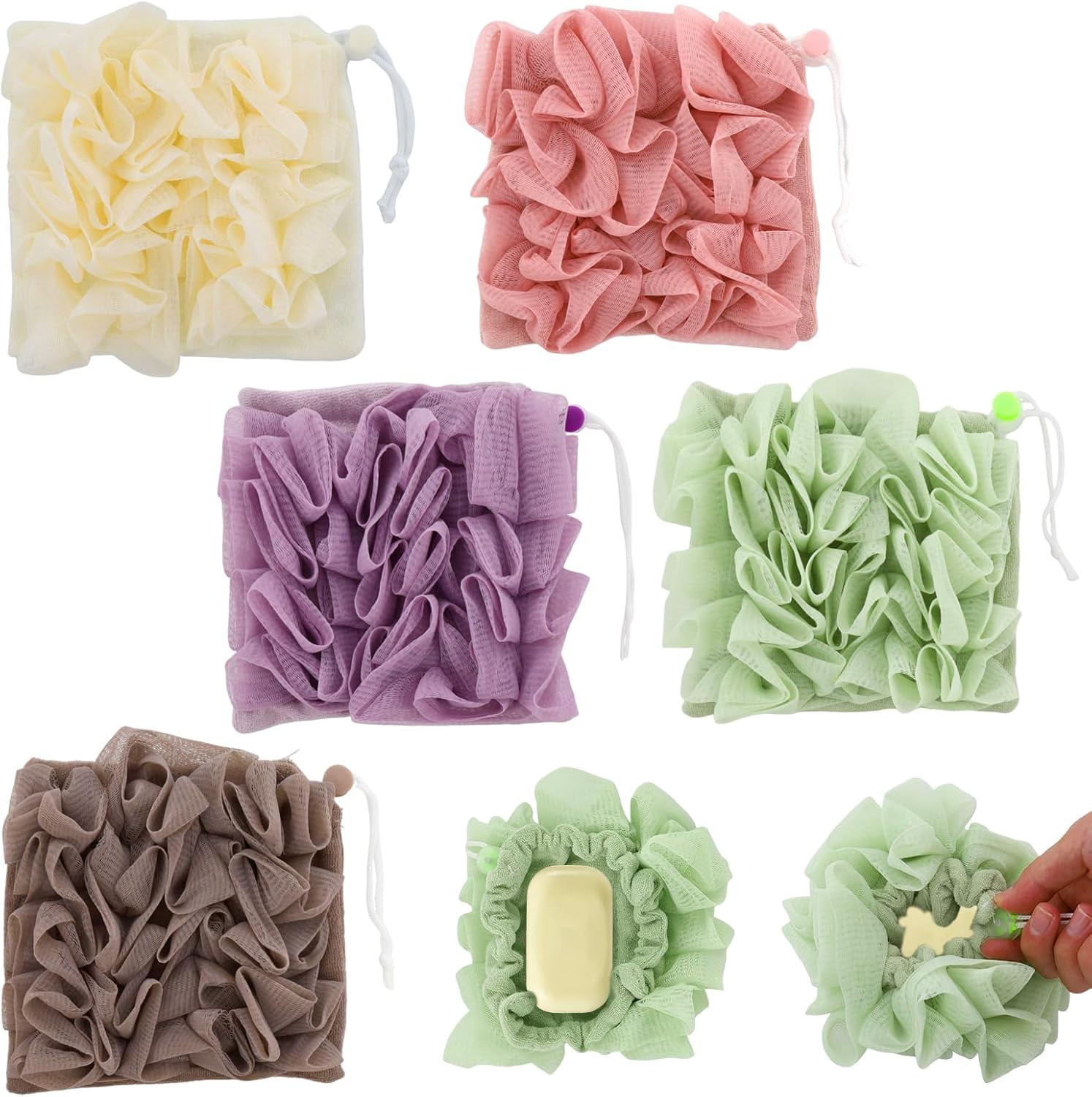 5 PCS Soap Bar Loofah, 2 in 1 Loofah Cloth, Remove The Cuticle, Clean ...