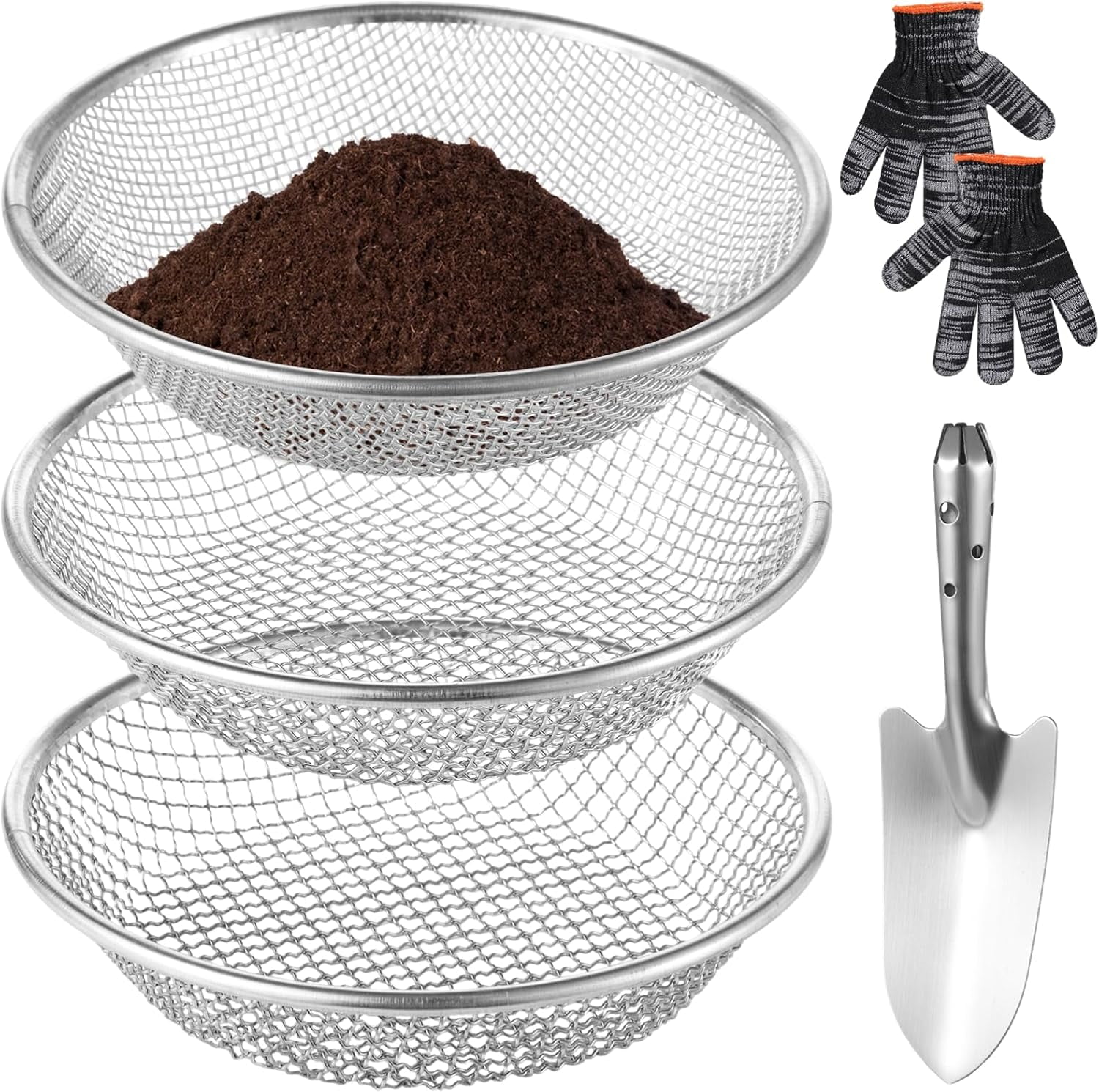 5 PCS Soil Sifter for Gardening - Deep Soil Screen Sifting Pan, 11.8 ...