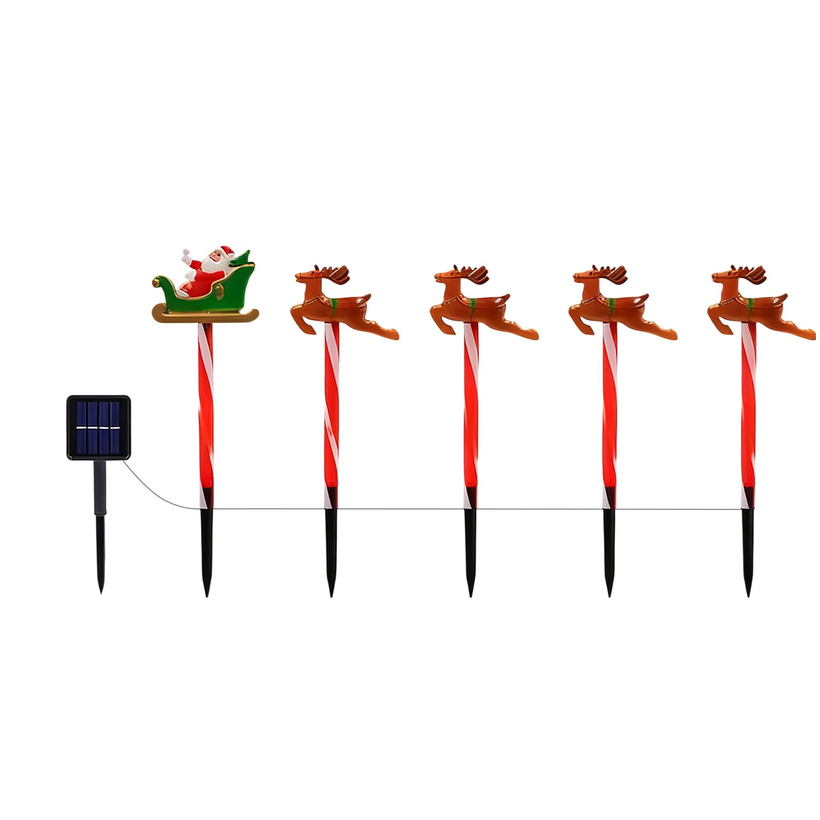 5 PCS Solar Christmas Pathway Lights - Santa Claus & Reindeer Solar ...