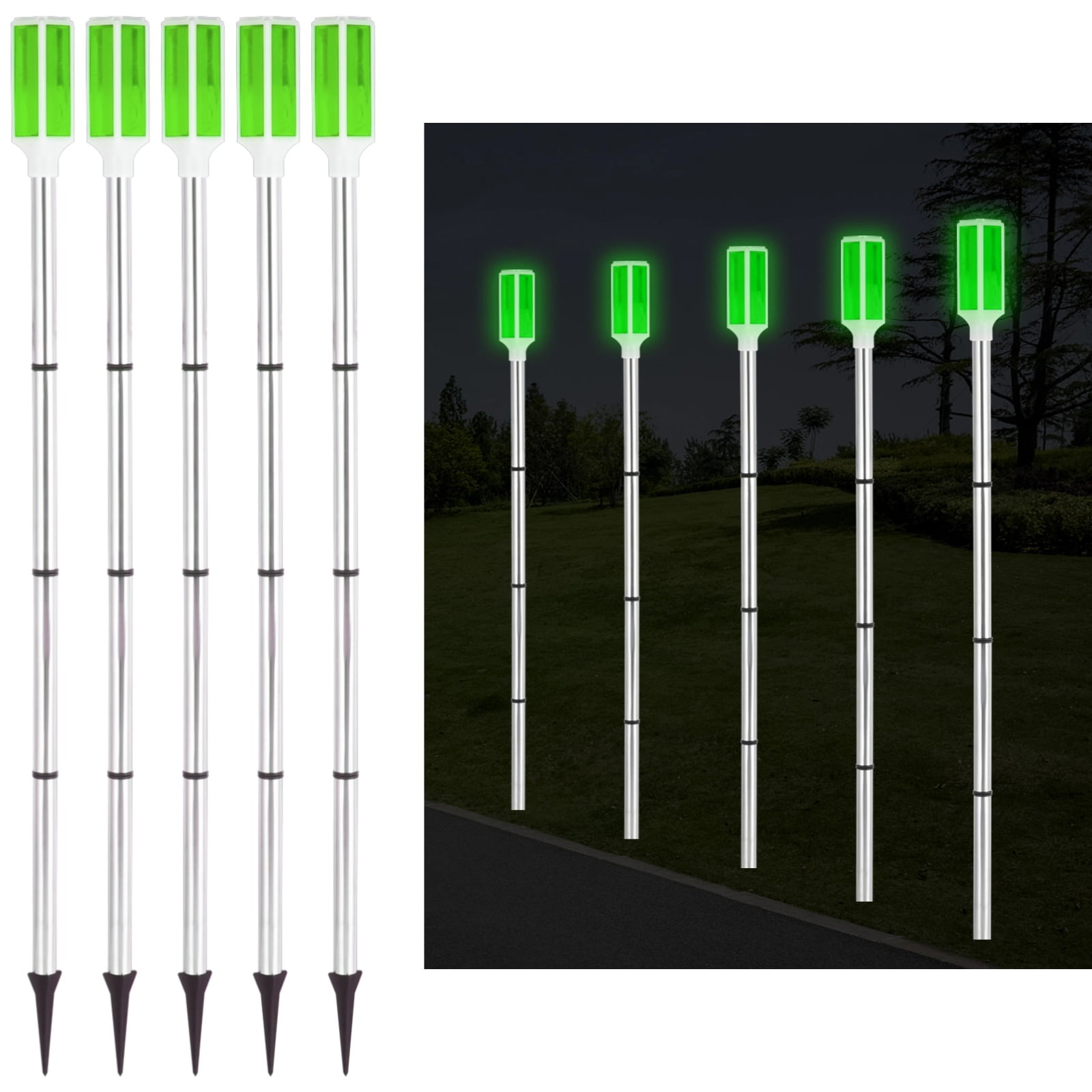 5 PCS Solar Powered Driveway Markers, Solar Warming Landscape Lights ...