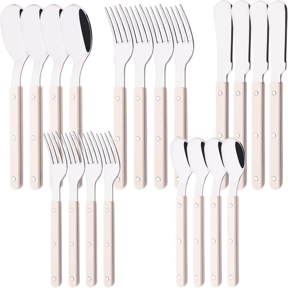 5 PCS Stainless Steel Flatware Set for 1 Silverware Set with Colored ...
