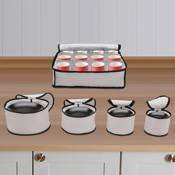 5 PCS Storage Bags, Beige Cutlery Storage Bag Set, Cutlery Organizer ...
