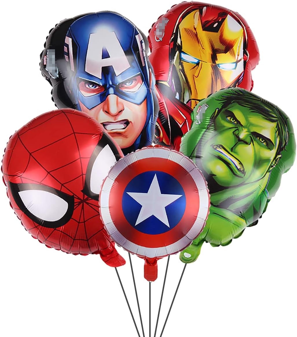 5 PCS Superhero Balloons Captain America Balloon Spiderman Balloon ...