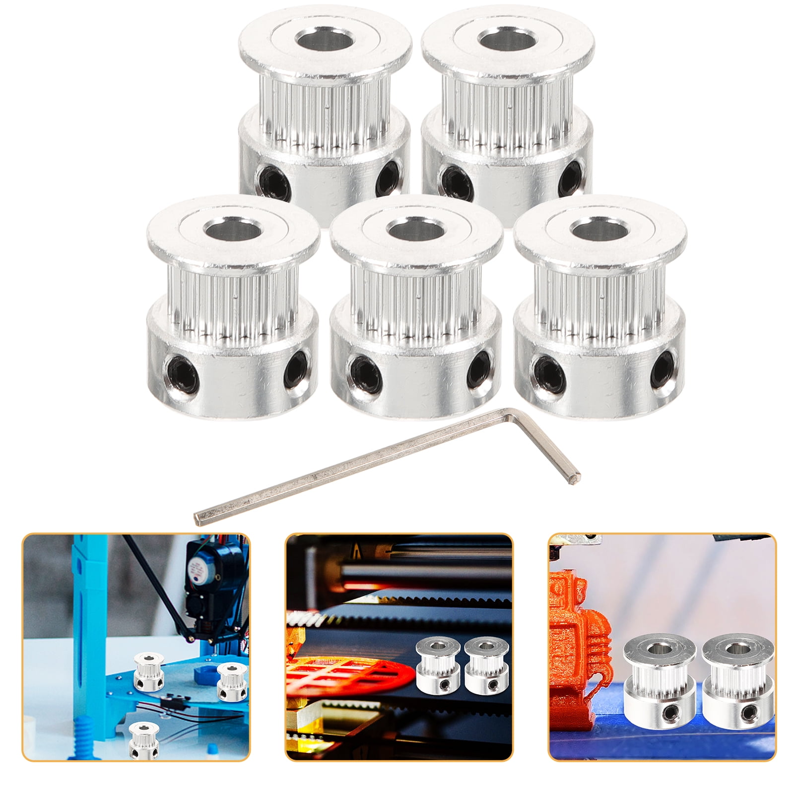 5 PCS Timing Belt Pulley 5mm Toothed Gear Belt Gear Belt Pulley ...