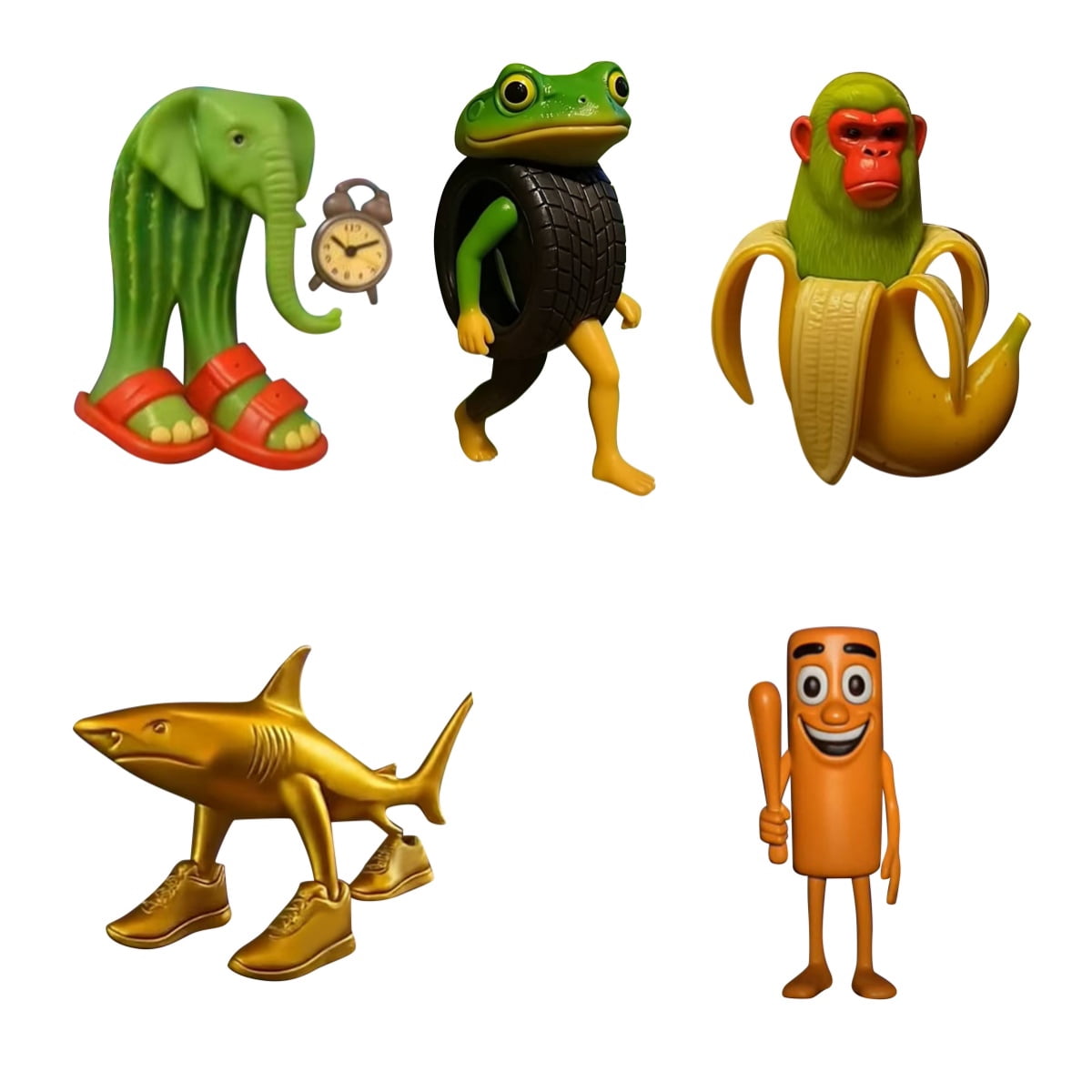 5 PCS Tralalero Tralala 5.9 Inch Italian Brainrot Action Figures Shark ...