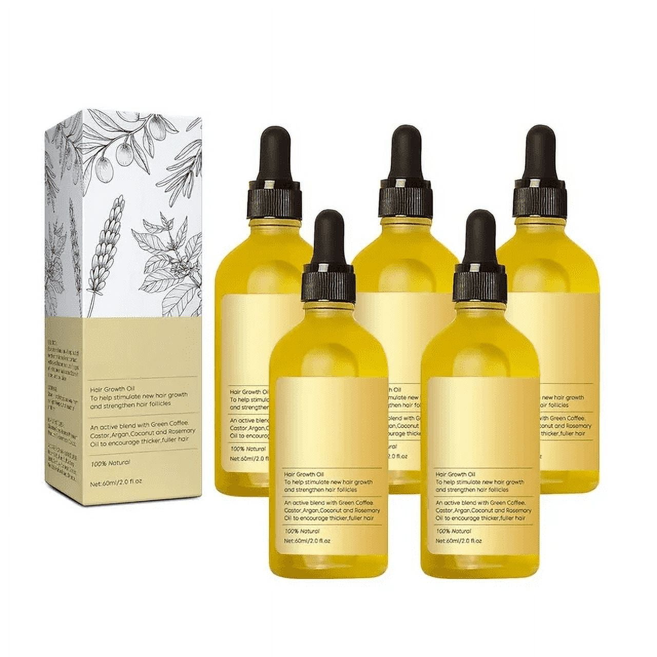 5 PCS Veganic Natural Hair Growth Oil, Rosemary Oil For Hair Growth ...
