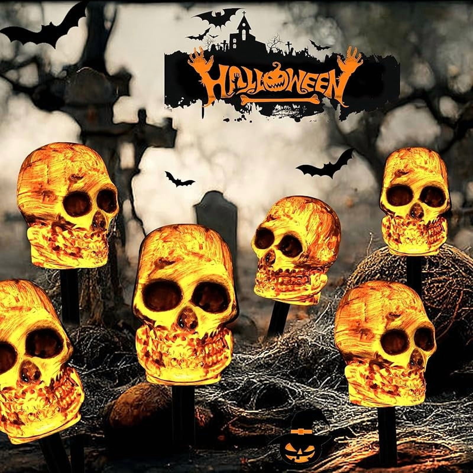 5 PCs Solar Skeleton Halloween Skull Pathway Lights, Waterproof ...