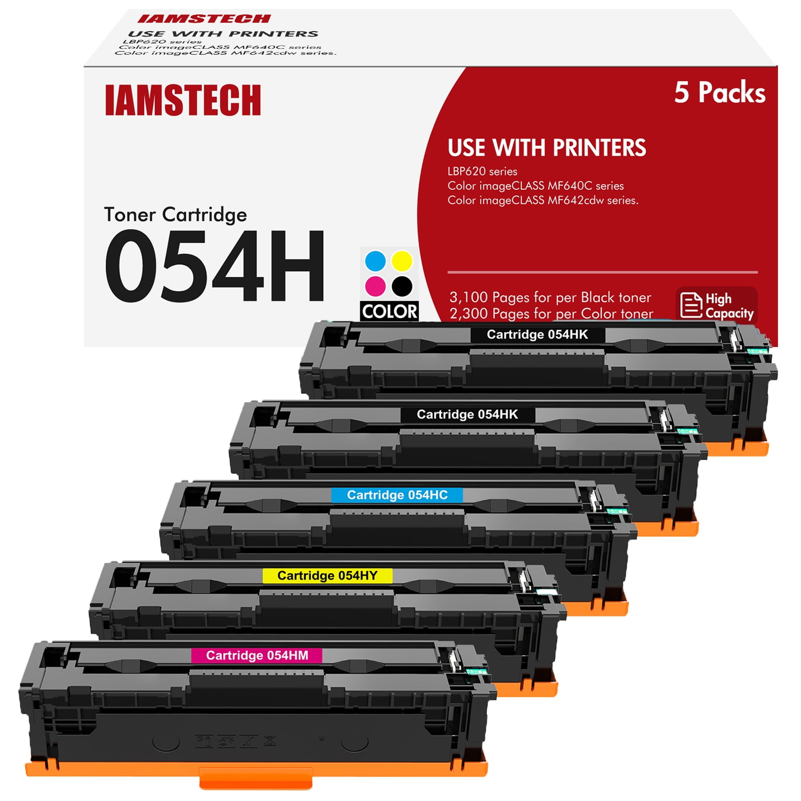 5-Pack 054H 054 Toner Cartridge Compatible for Canon 054 054H Ink Color ...