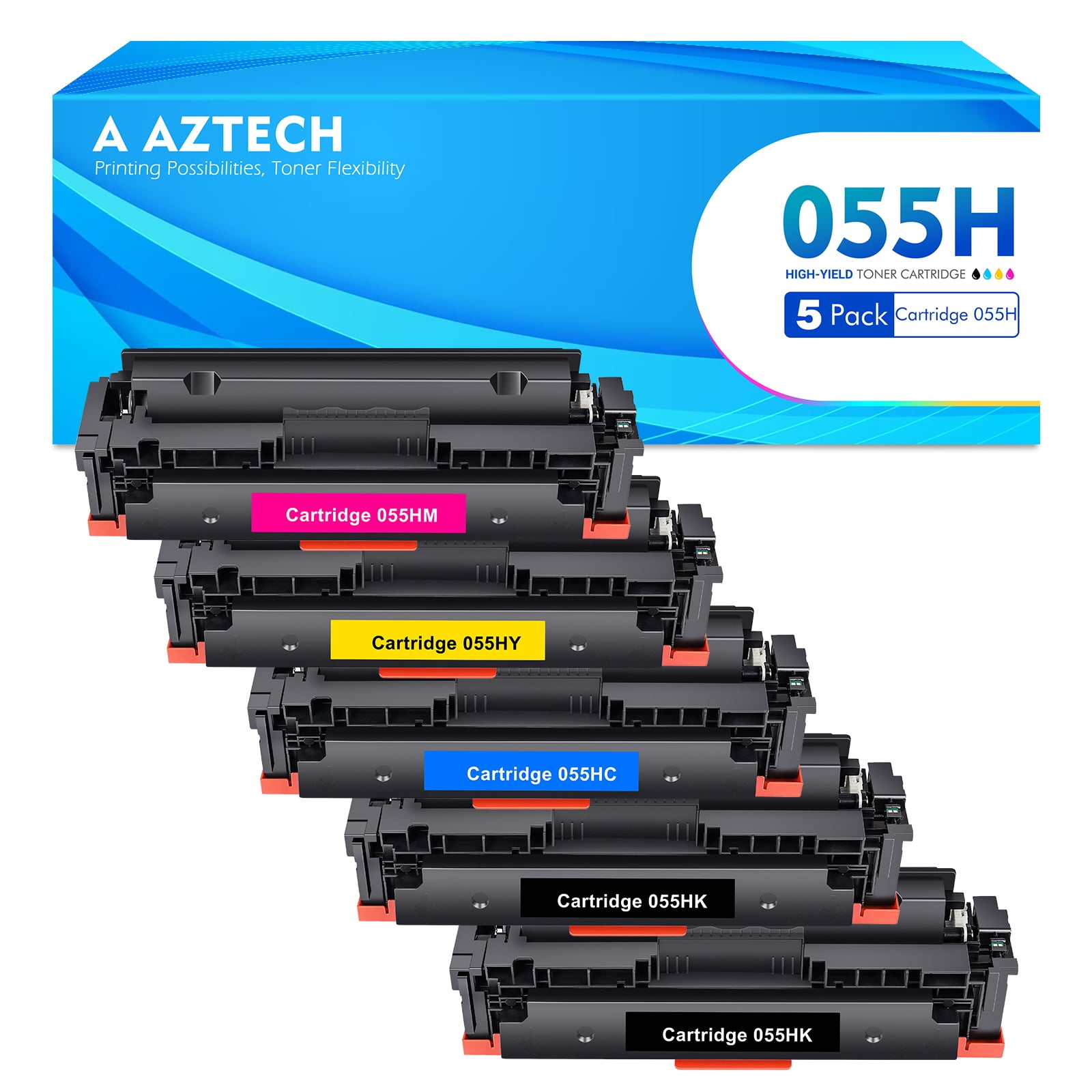 5-Pack 055 055H Toner Cartridge Compatible for Canon 055H with Chip ...