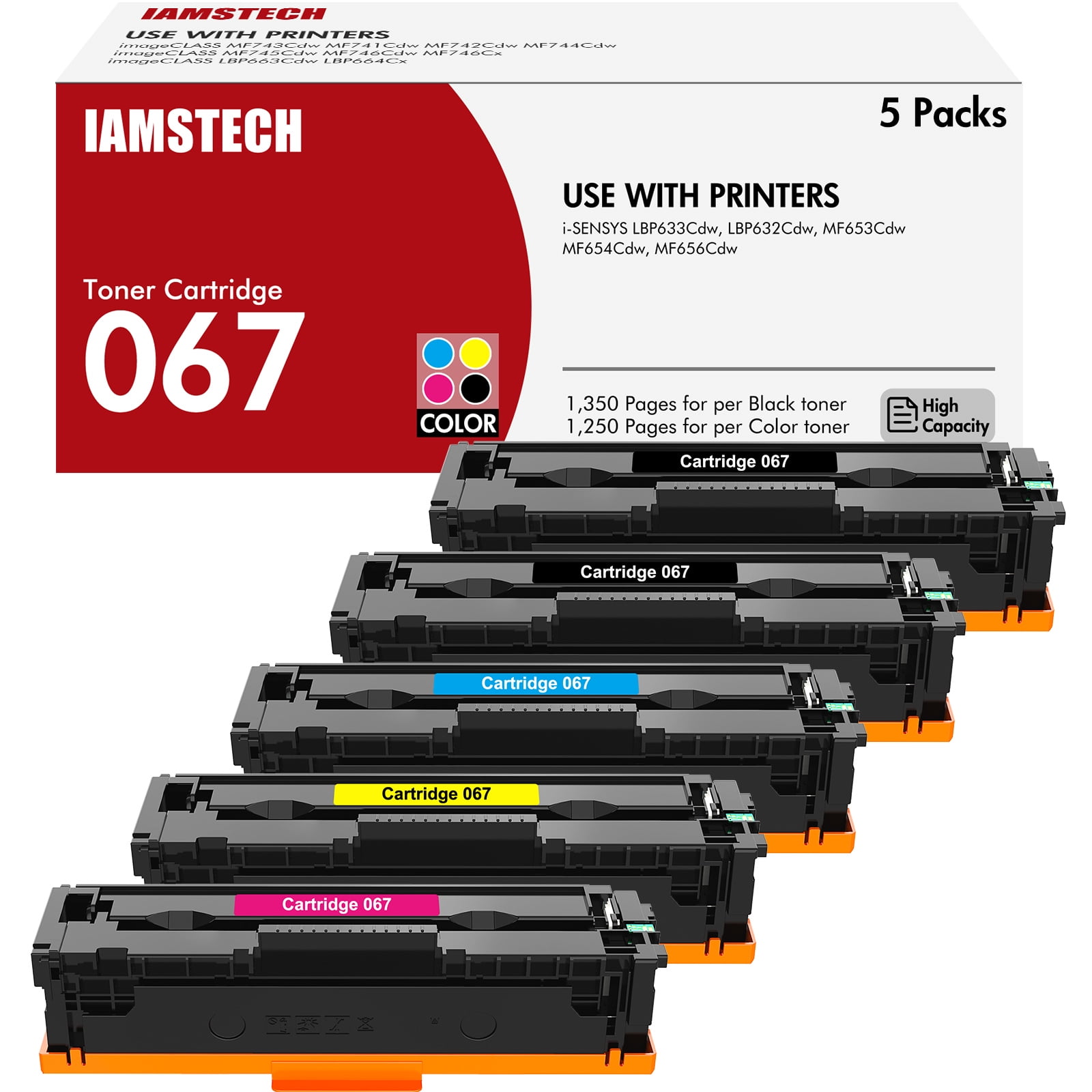 5-Pack 067 Toner Cartidge Comaptible for Canon 067 067H CRG067 Canon ...