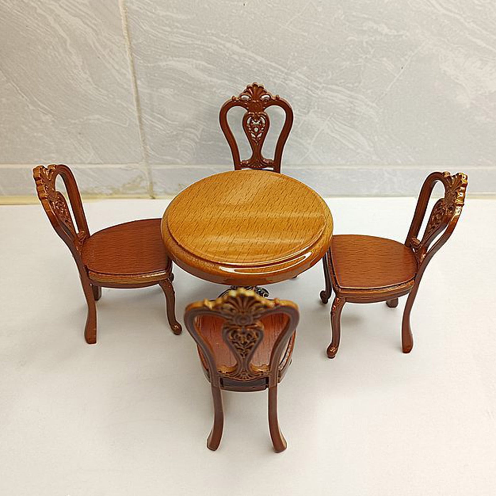 5 Pack 1 12 Miniature Dining Table Chair Wooden Furniture Accessories ...