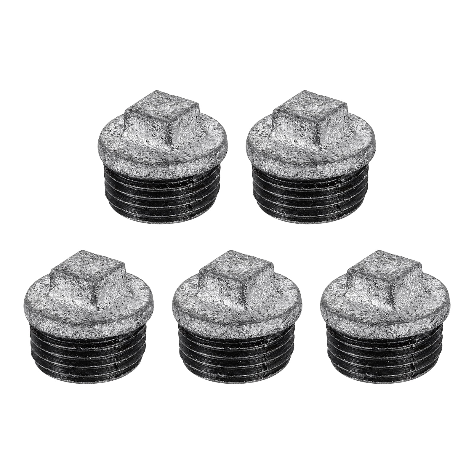 5 Pack 1/2" Square Head Male Pipe Plug Fittings Cast Iron End Caps ...