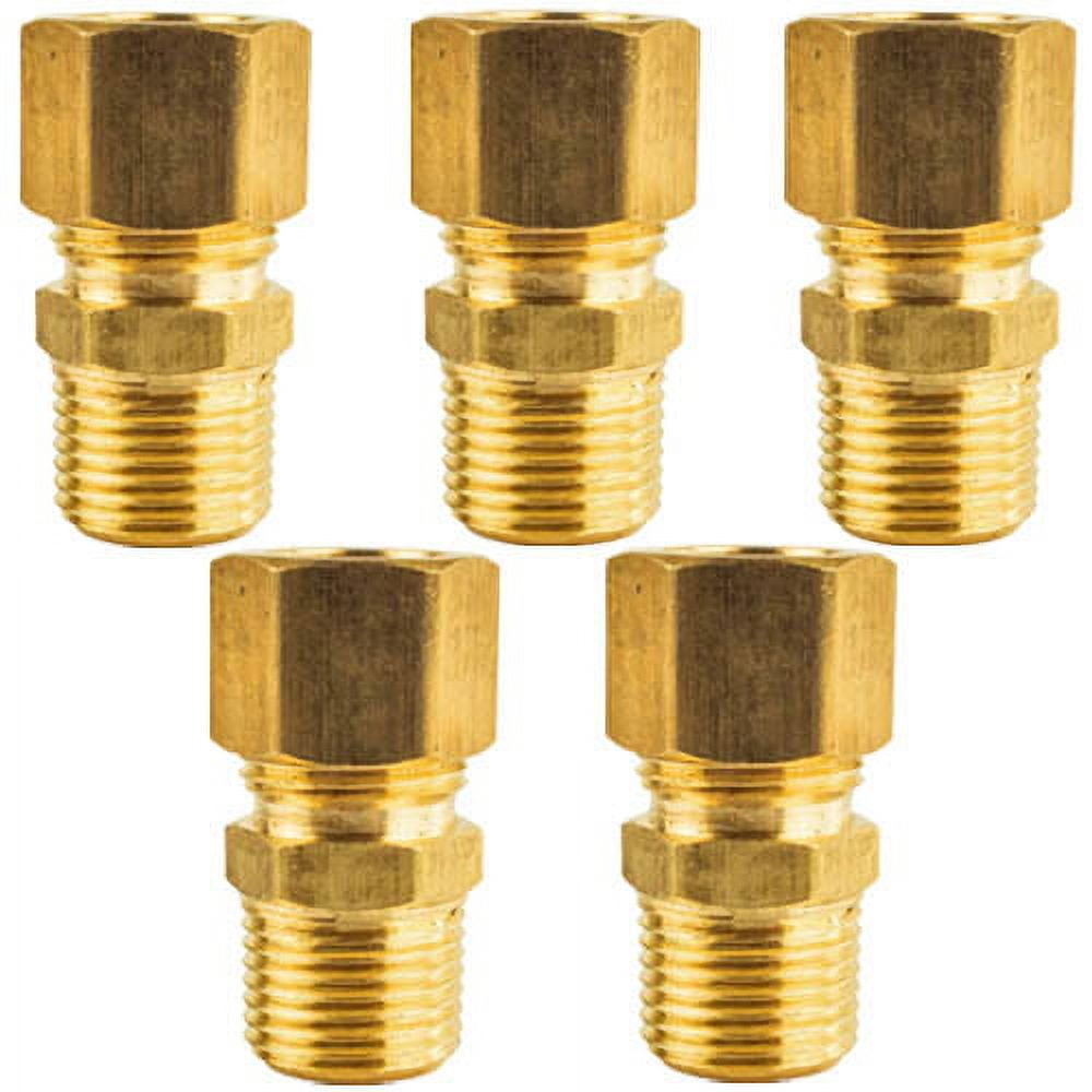 5 Pack 1/2" x 3/8" Male NPT Connector Brass Compression Fitting for 1/2 ...