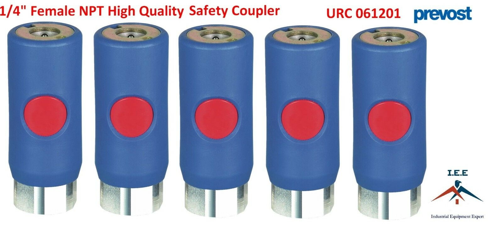 5 Pack 1/4" FNPT Prevost Push Button High Flow Safety Air Coupler URC ...