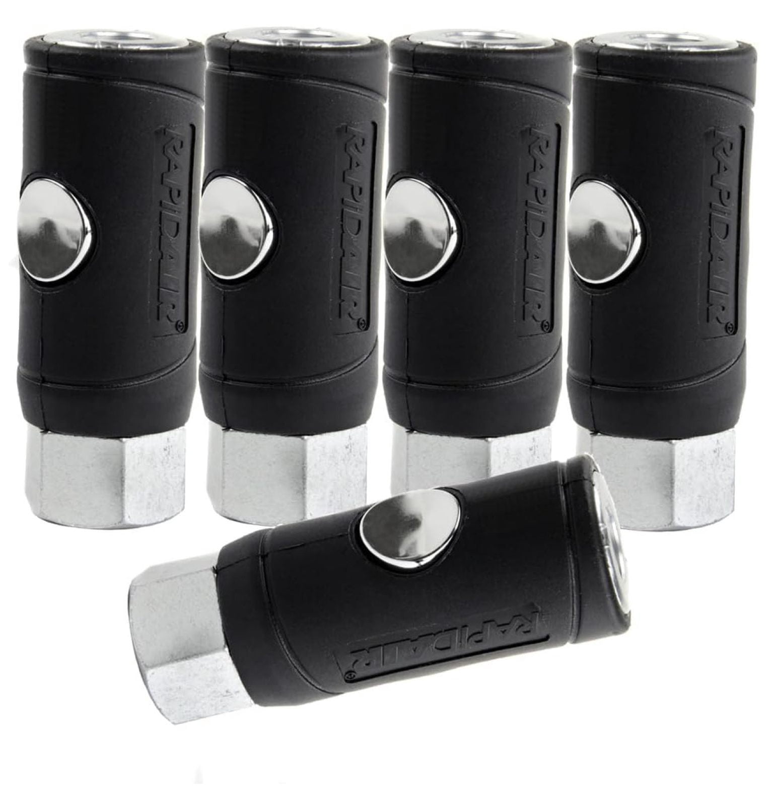 5 Pack 1/4" FNPT Safety Couplers Industrial Air Plug Push Button ...