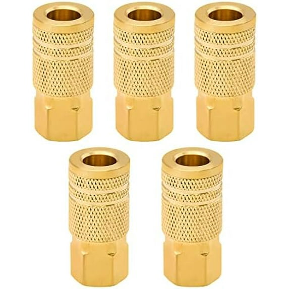 5 Pack 1/4-Inch Brass Female Industrial Coupler, 1/4 Inch Air Hose ...