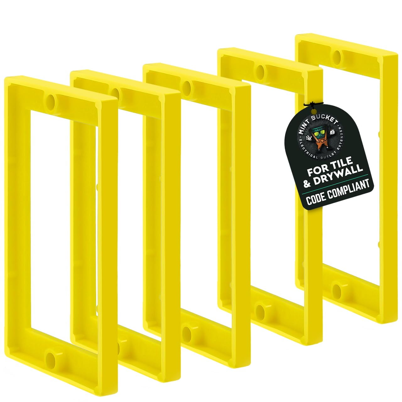 1/4" Single Gang Receptacle Outlet Box Extenders - Yellow - Pack of 5 ...