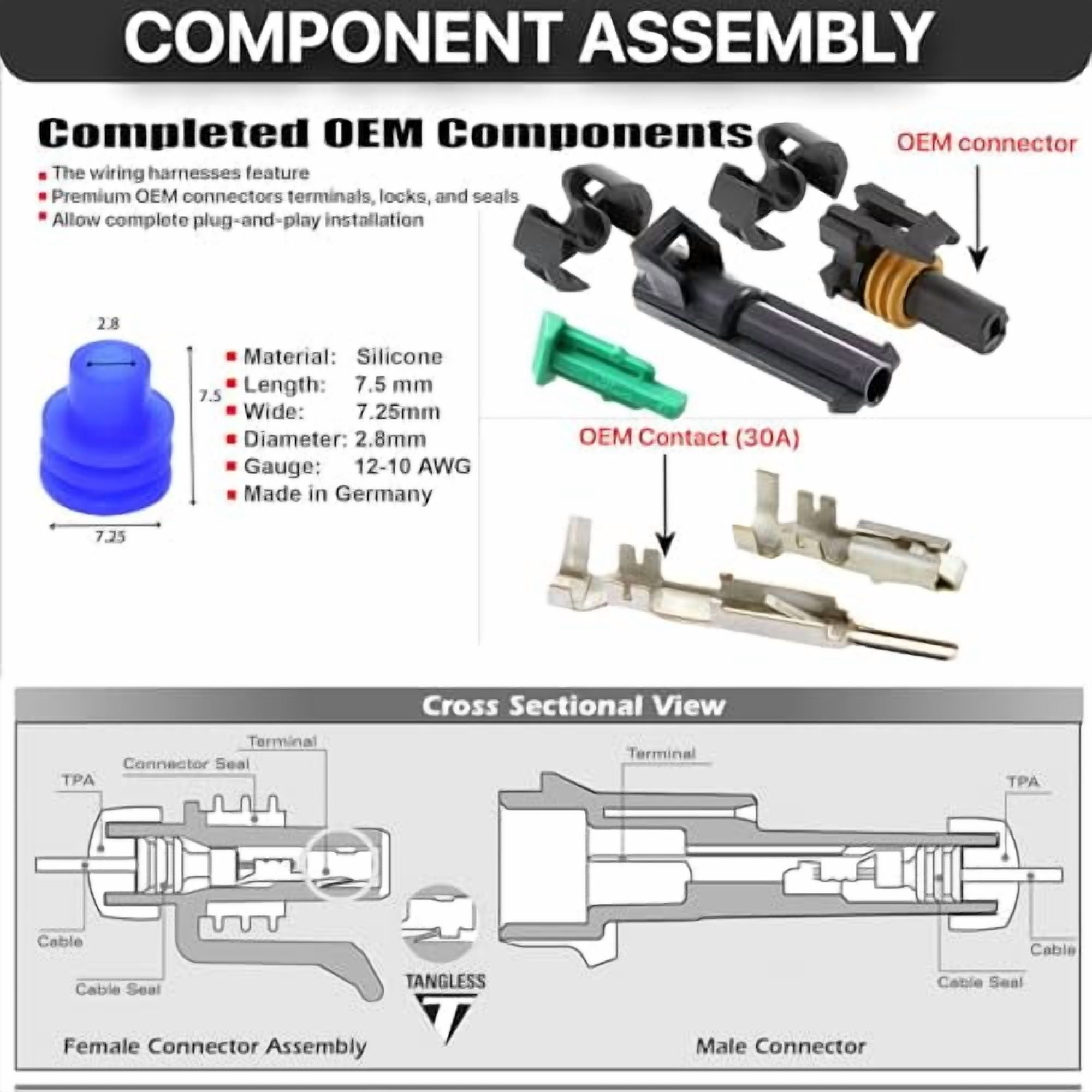 5-Pack (1-PIN) 30Amp Metri-Pack Waterproof Connector Terminals and ...