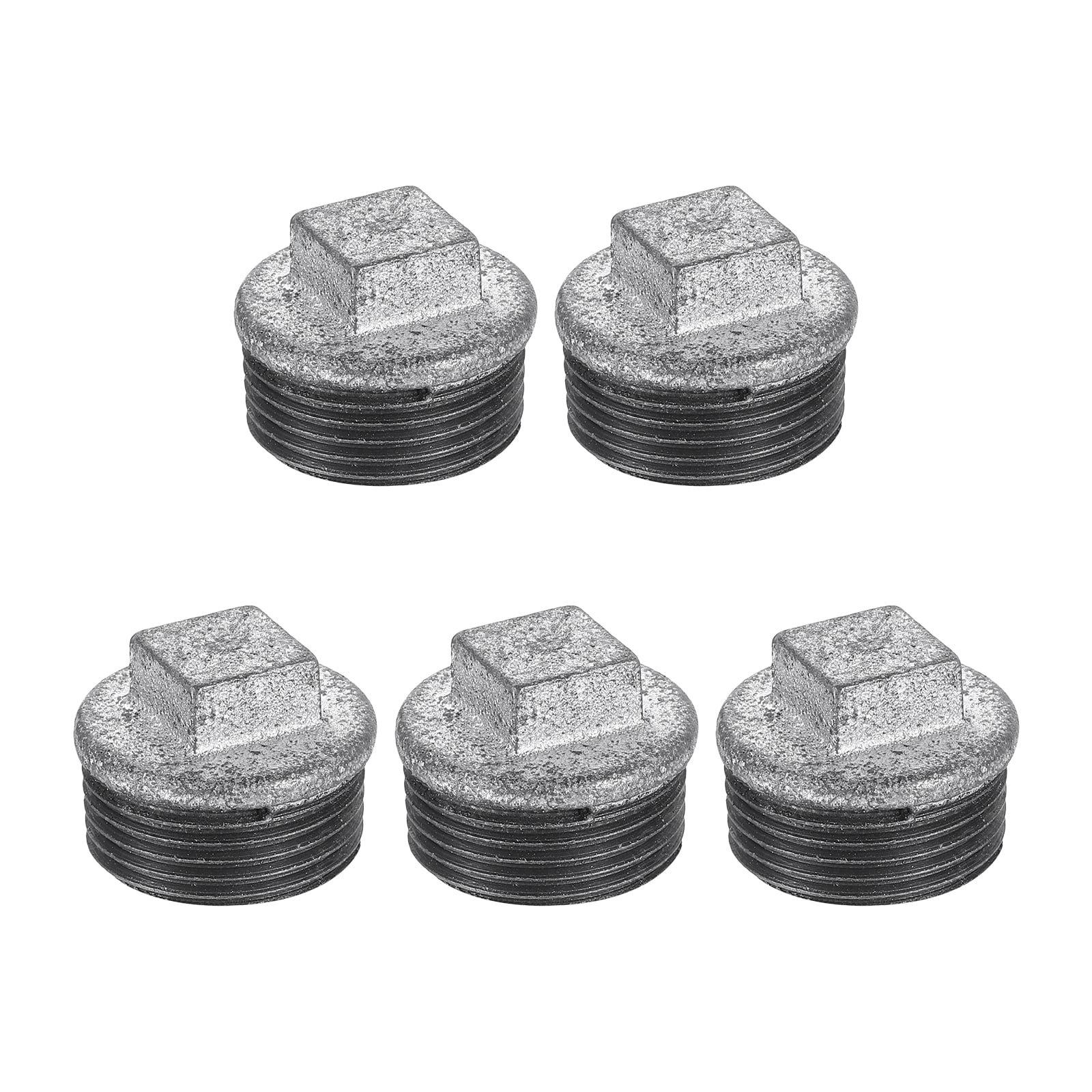 5 Pack 1" Square Head Male Pipe Plug Fittings Cast Iron End Caps ...