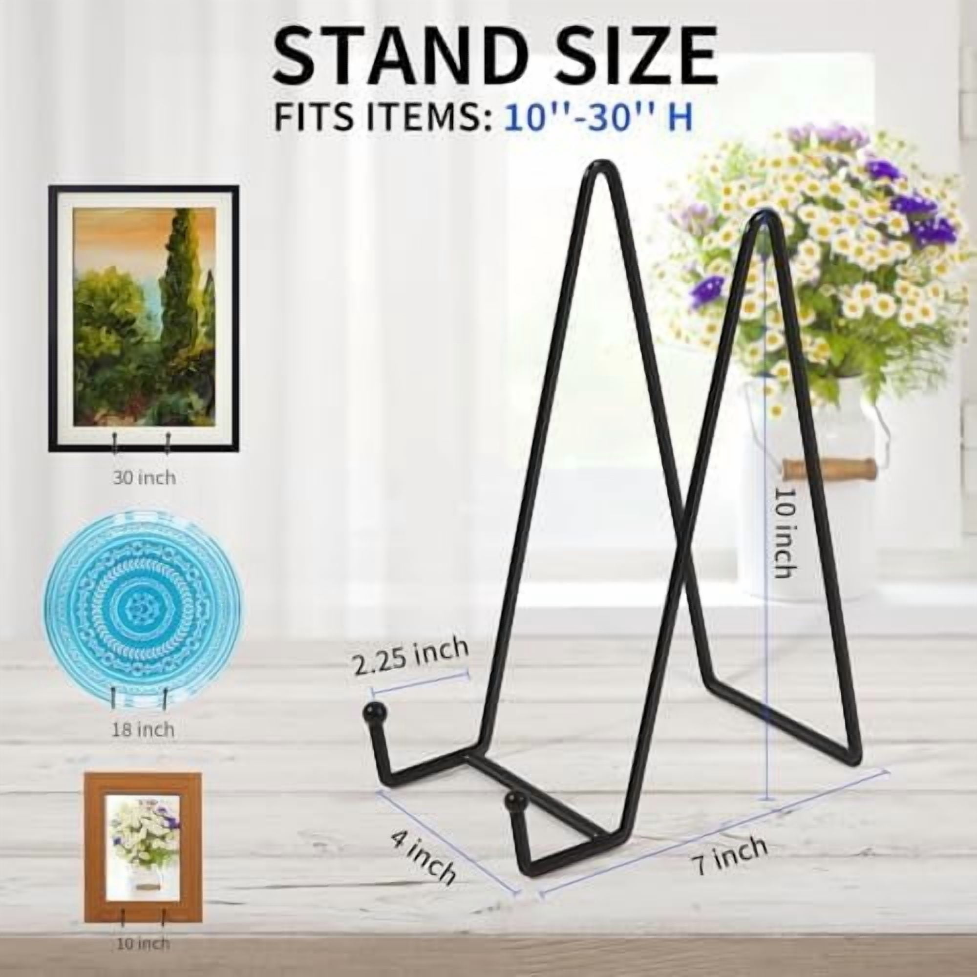 5 Pack 10.3 Inch Black Plate Stands Picture Easels for Display Large ...