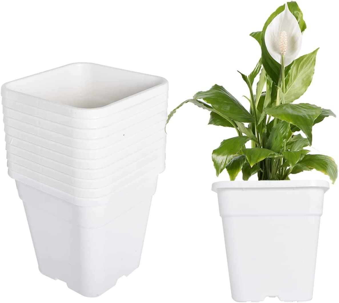 5-Pack 10 Gallon Square Plastic Garden Planter Pots Flower Seedling ...
