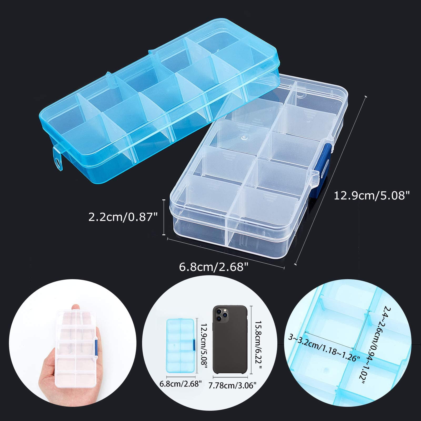5 Pack 10 Grids Jewelry Organizer, Jewelry Box Travel Bead Organizers ...