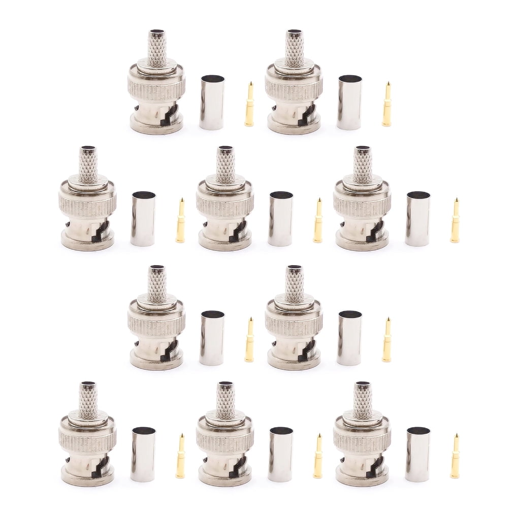 5 Pack/10 Pack BNC Male Crimp Connector BNC Male Plug Crimp Connector ...