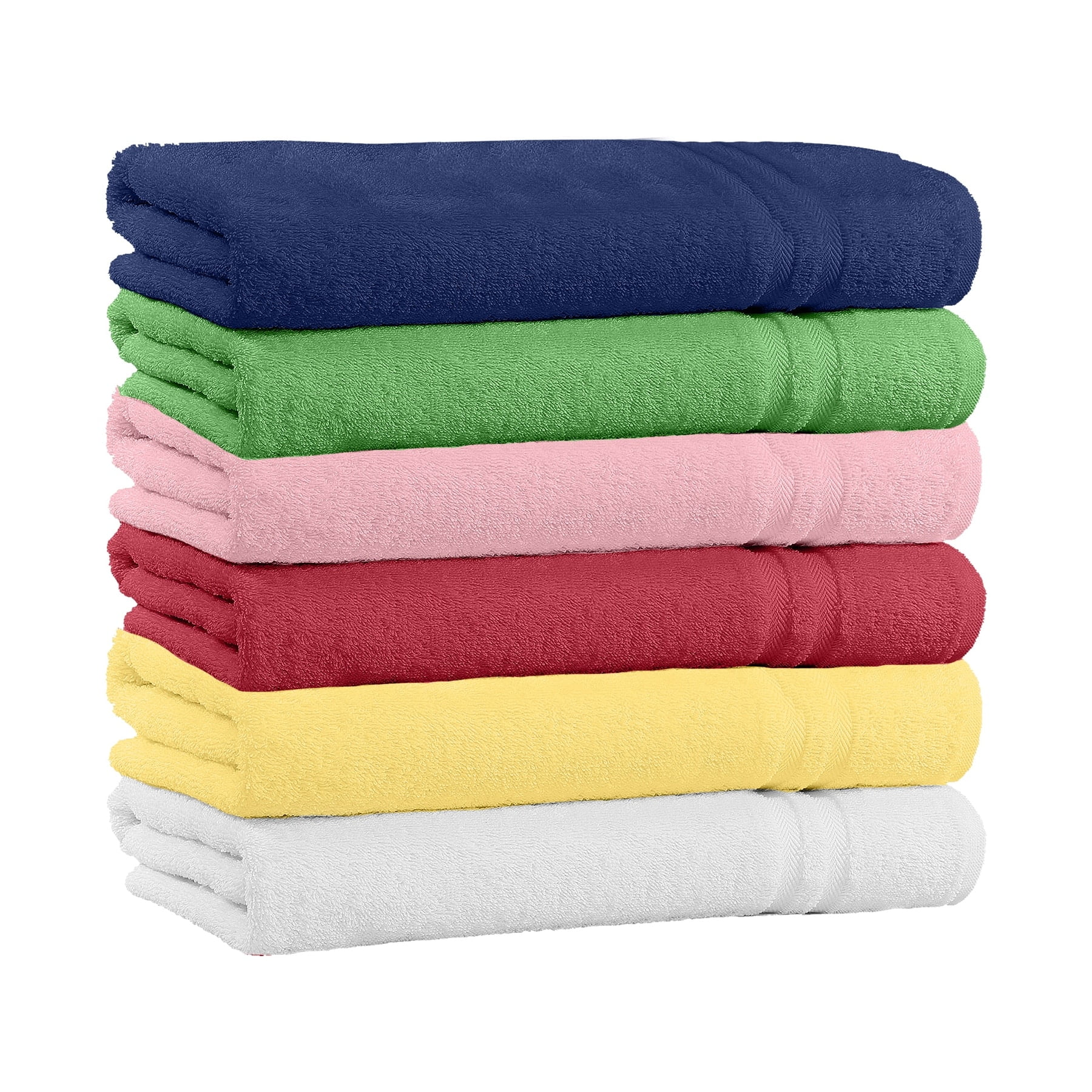 5-Pack 100% Cotton Extra Plush & Absorbent Bath Towels Multi-color ...