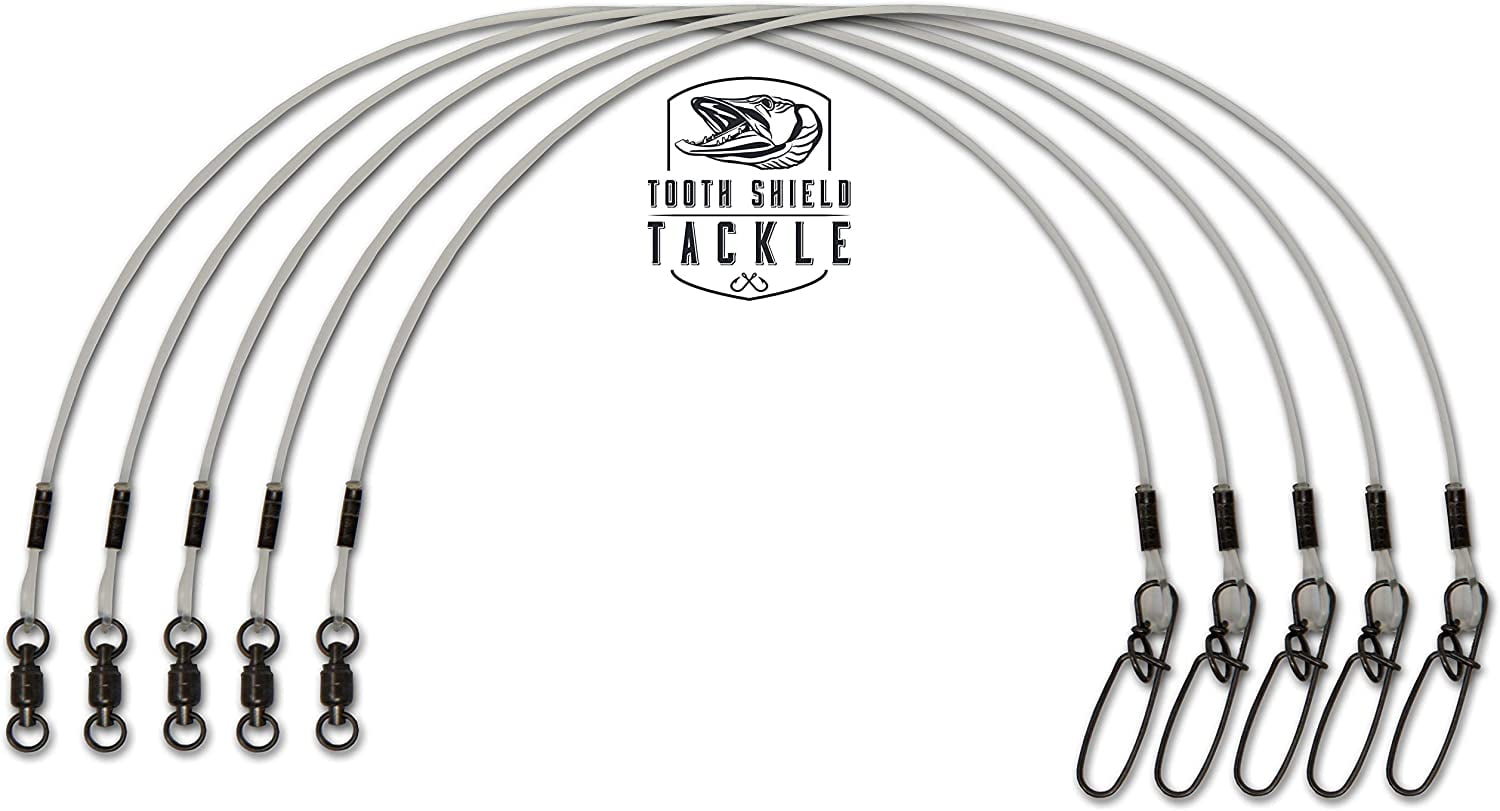 5 Pack 100 lb. 48" Premium Fluorocarbon Tooth Shield Tackle Musky ...