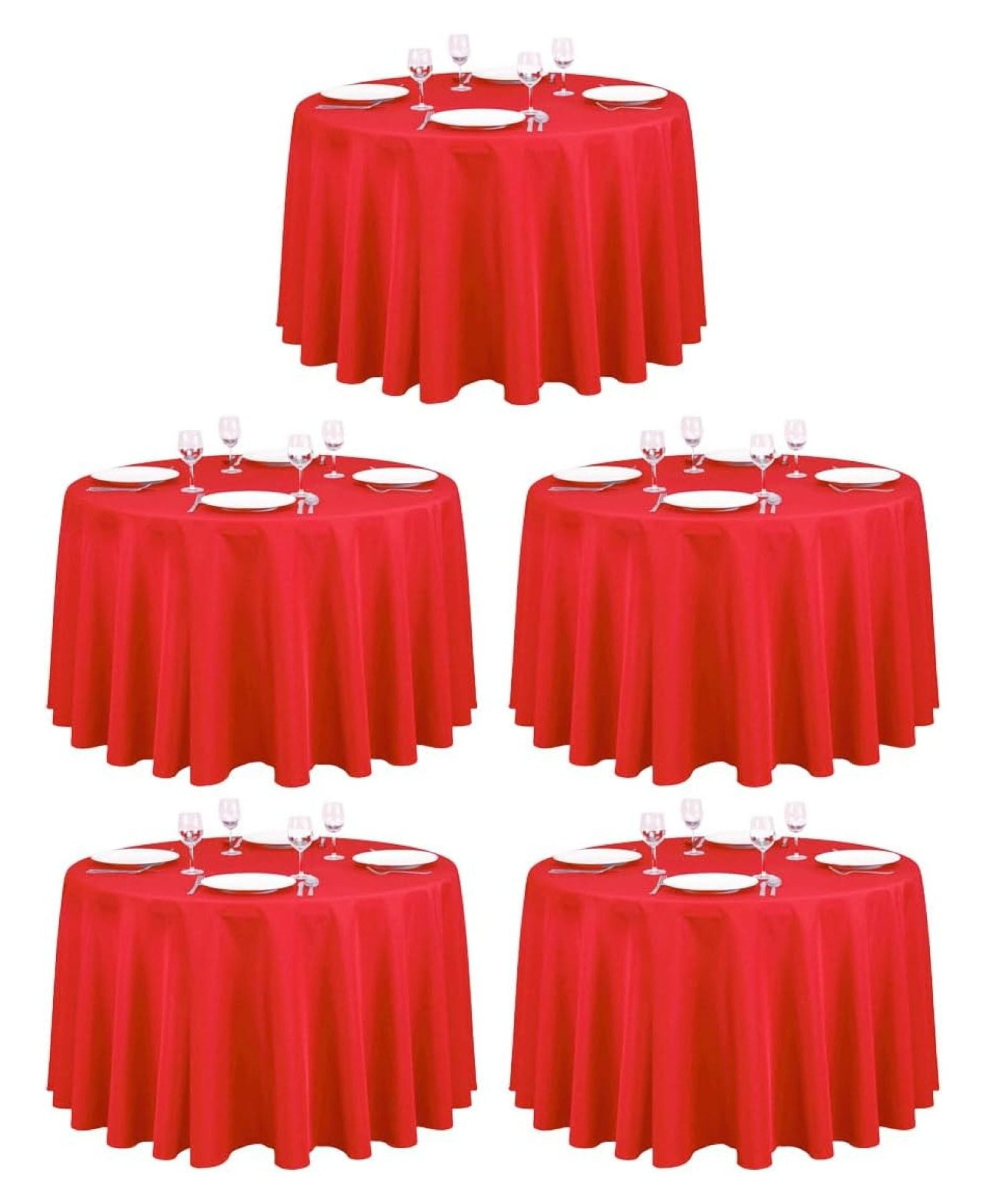 5 Pack 108 Inch Round Tablecloths Red - Bulk for Inch Round Table Floor ...