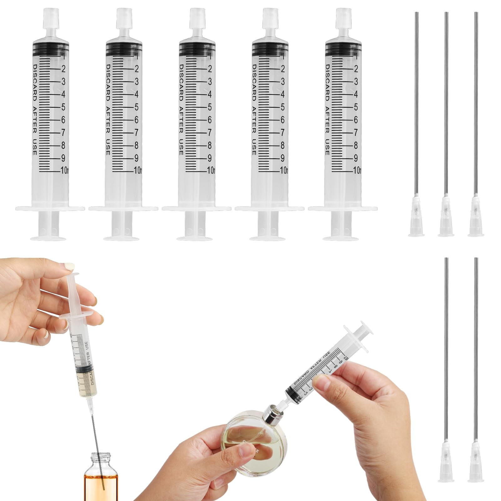 5 Pack-10ml Plastic Perfume TSF6 Syringe Extracto Decanter Kit with ...