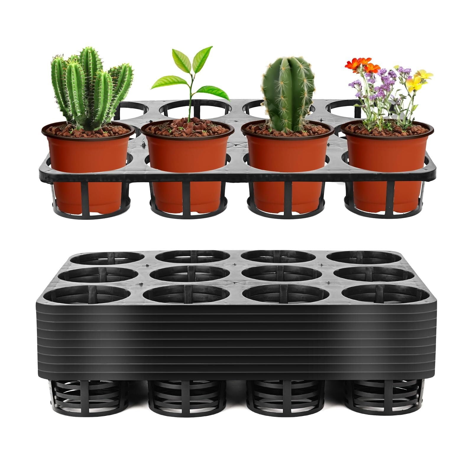 5 Pack 12 Cell Nursery Planter Pots Trays, Plant Pot Shuttle Carry ...