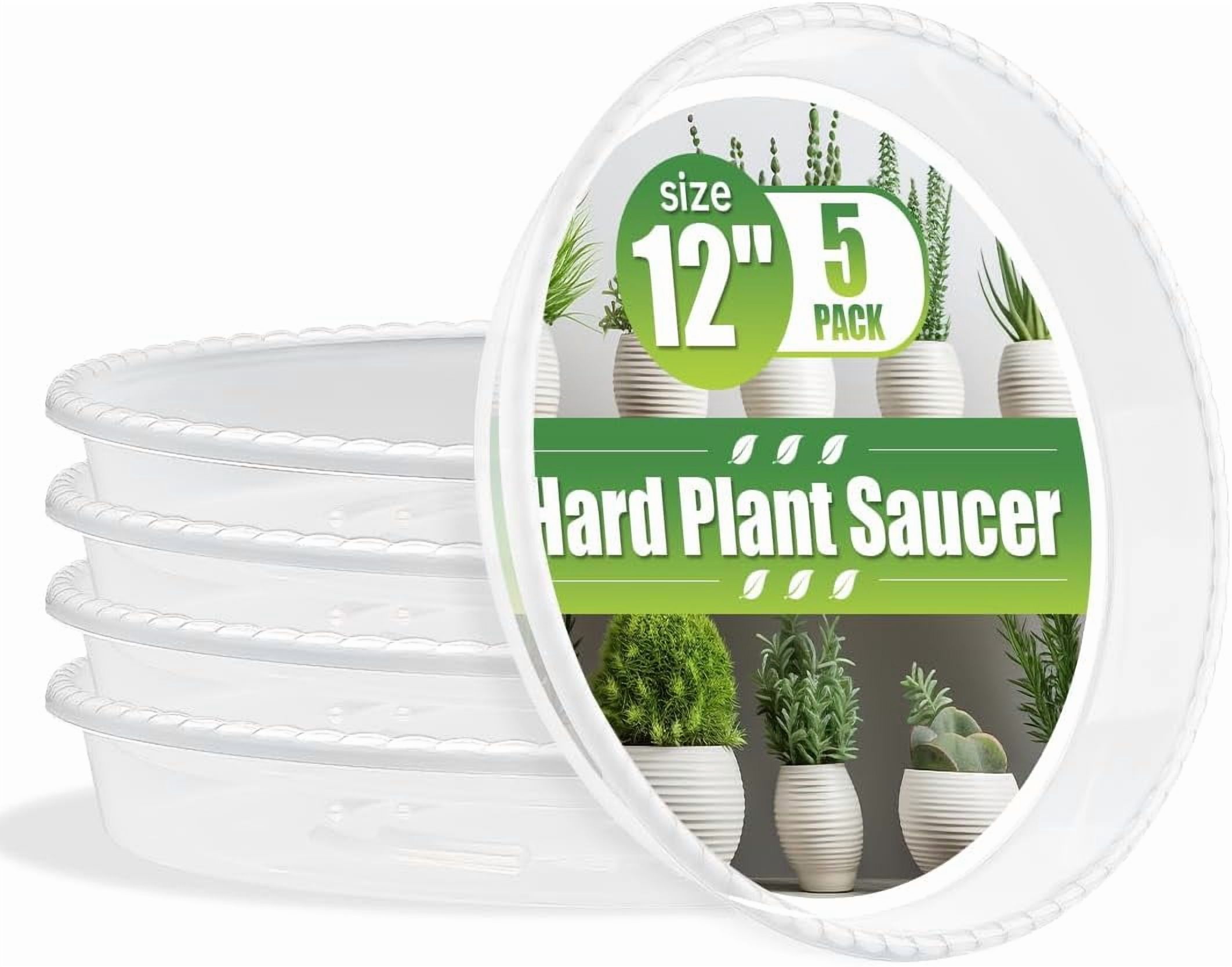 5 Pack 12 Inch Plant Saucer for Indoor Plants,Clear Plastic Plant Trays ...