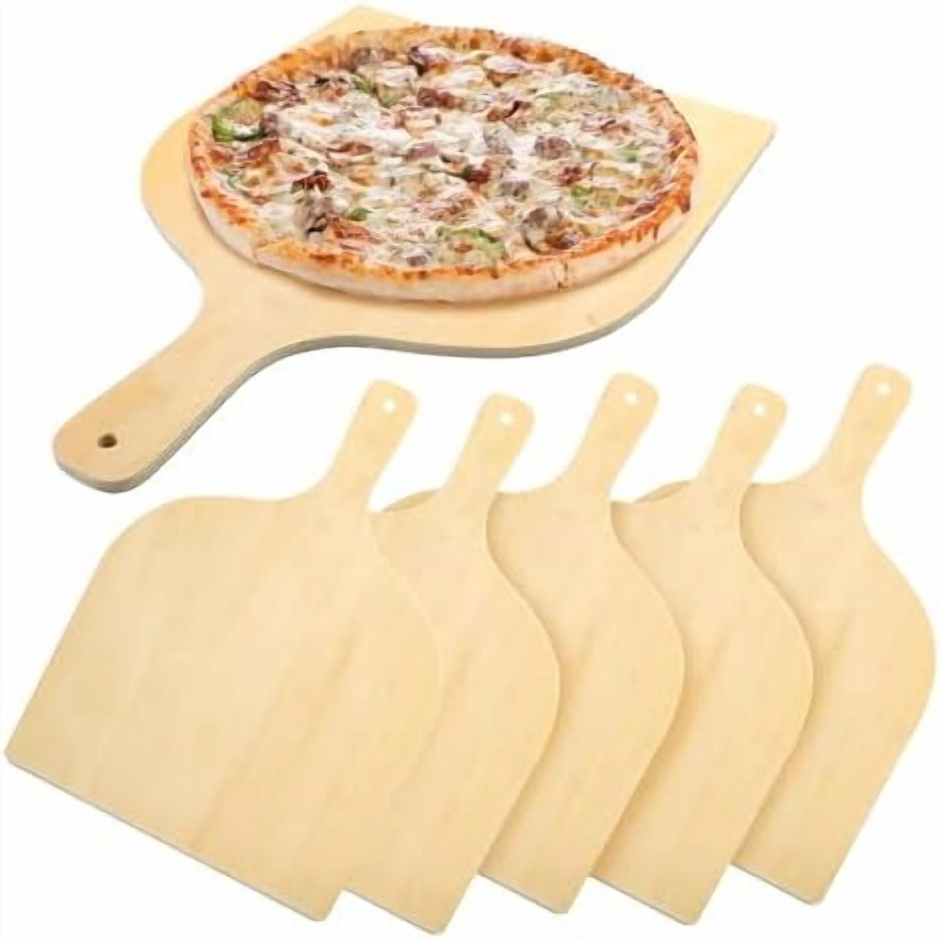 5 Pack 12 Inch Wooden Pizza Peel, Large Wood Pizza Spatula Paddle with ...