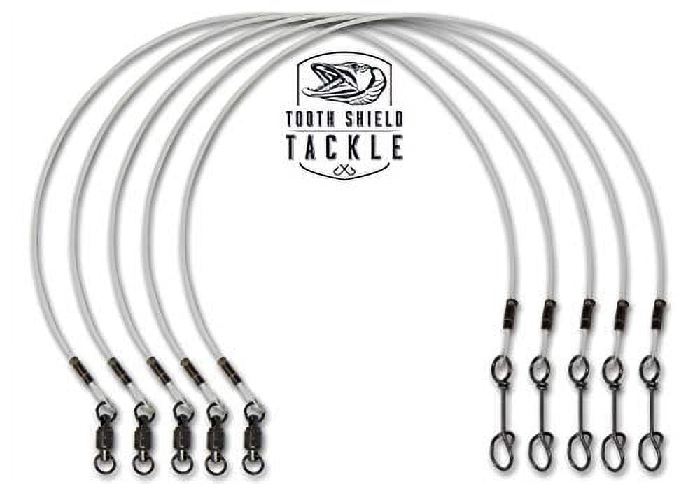 Pack 130 lb. 12 Premium Fluorocarbon Tooth Shield Tackle Musky Leaders ...