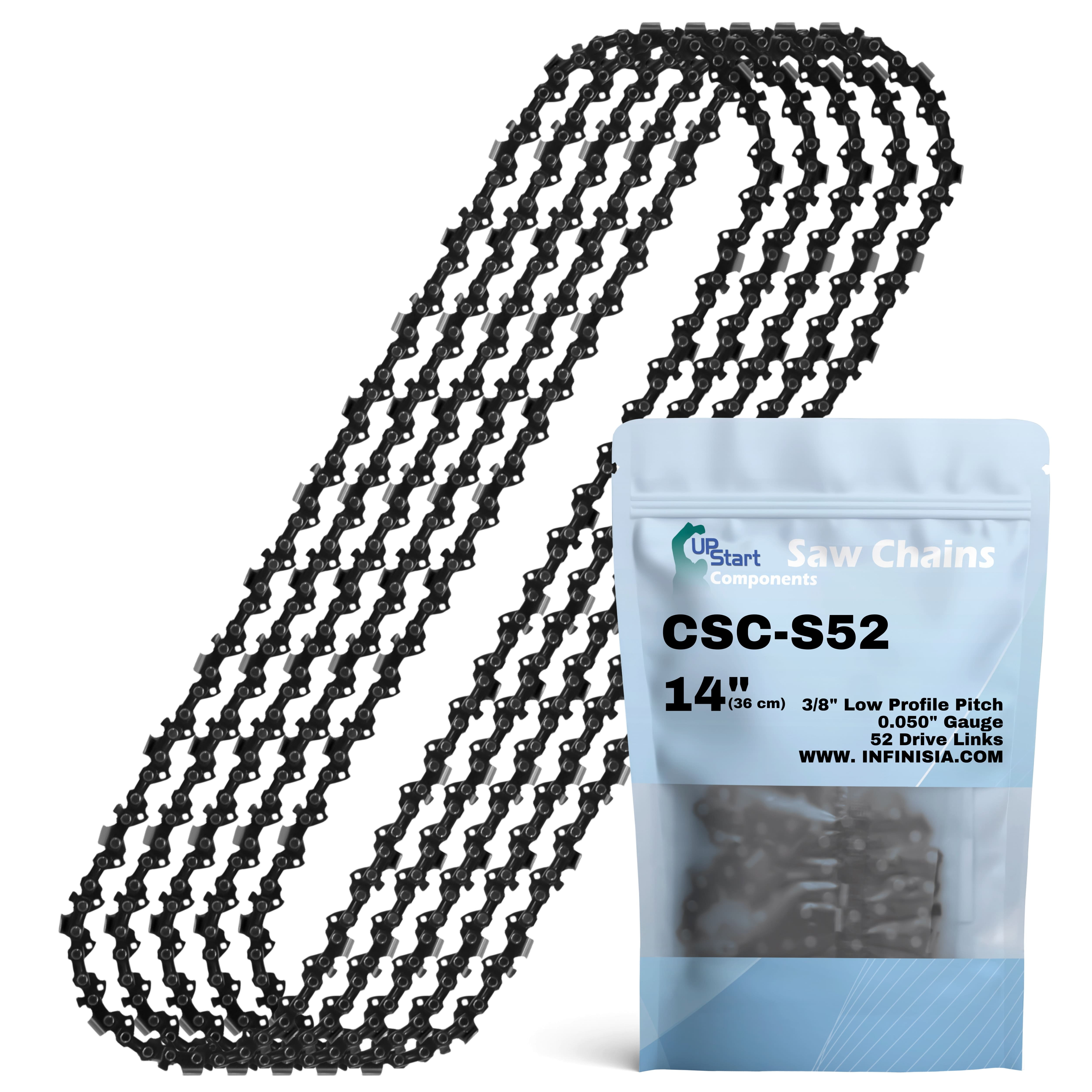 5-Pack 14-inch Chainsaw Chain Replacement for Craftsman 358.35066 Chainsaws - S52 (14", 3/8" Low ...