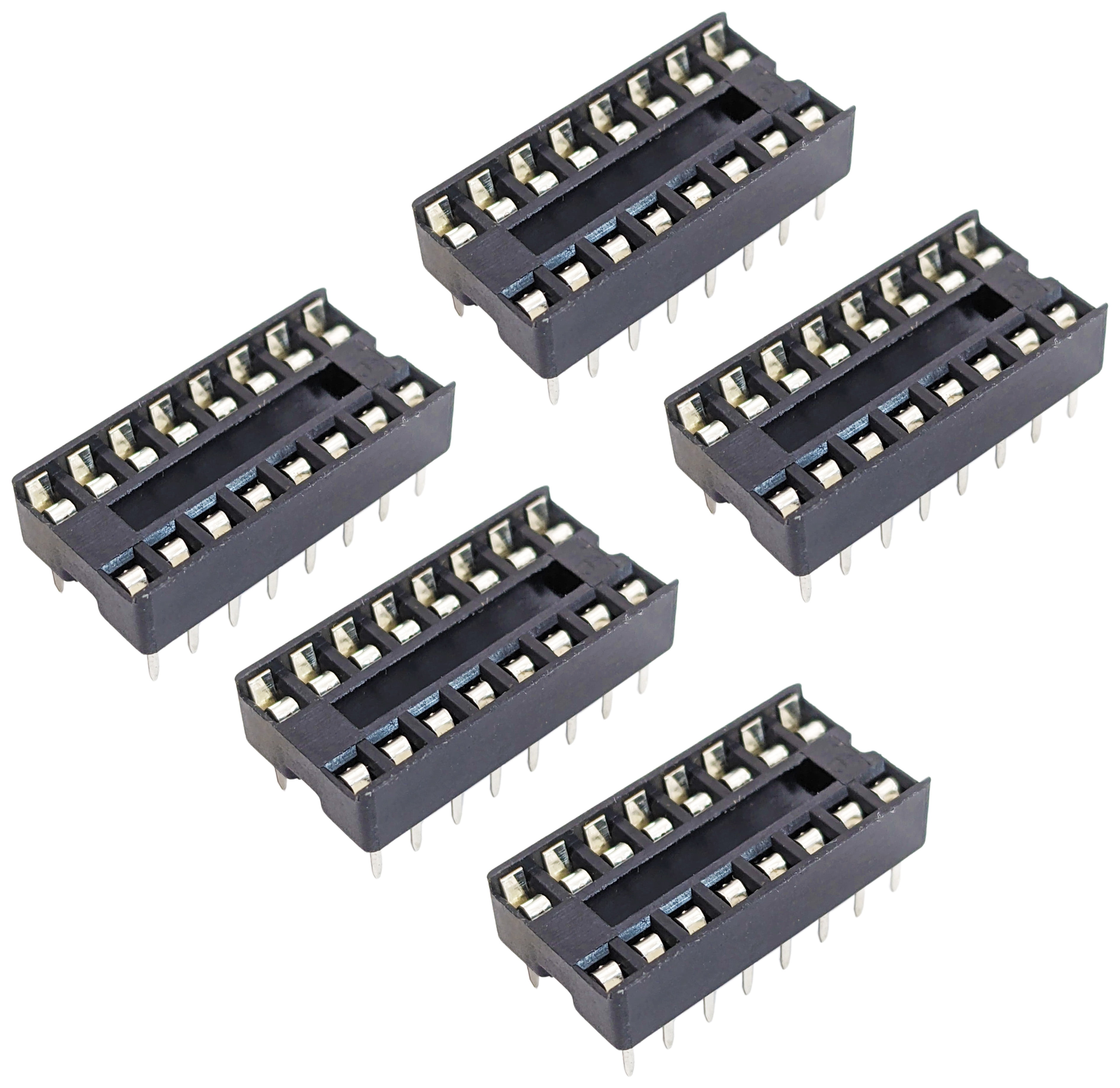 5 Pack 16 Pin Solder Tail Low Profile DIP IC Socket, 2.54mm Pitch, 7 ...