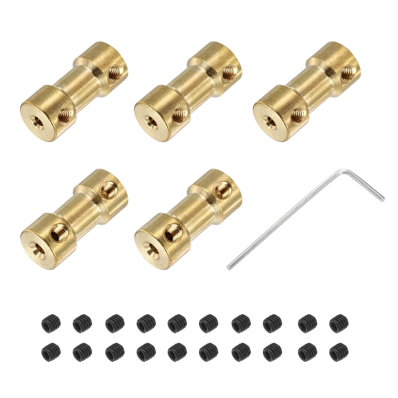 5 Pack 2.3mm to 3mm Brass Shaft Coupling Joint Connector with Screws ...