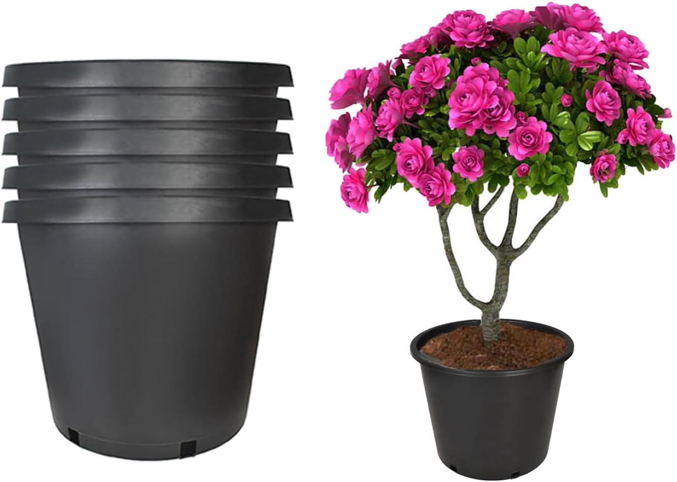 5-Pack 25 Gallon Round Premium Nursery Pot Plant Flower Seedling ...