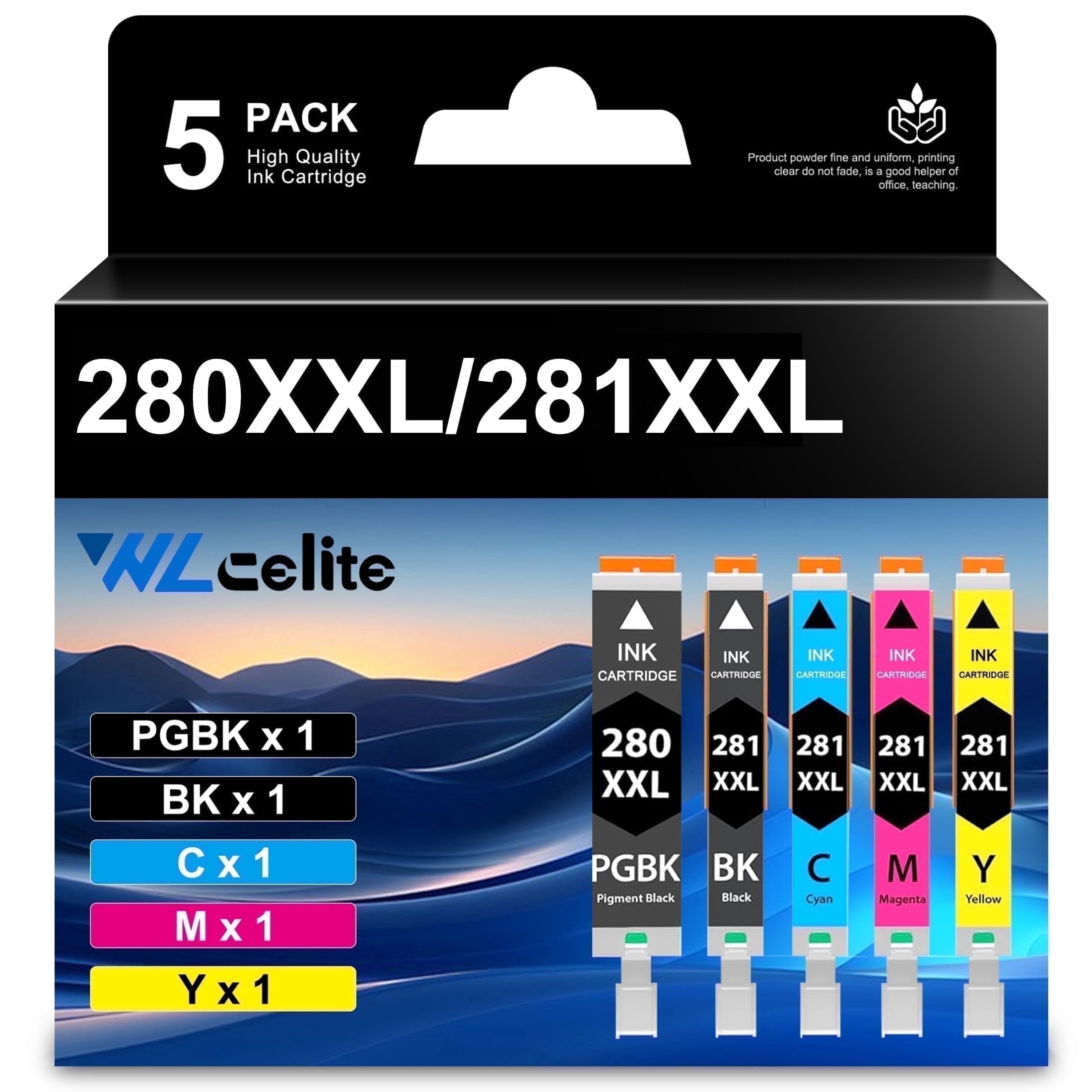5 Pack 280 281 Ink Cartridge Compatible for Canon PGI-280XXL 281XXL Ink ...