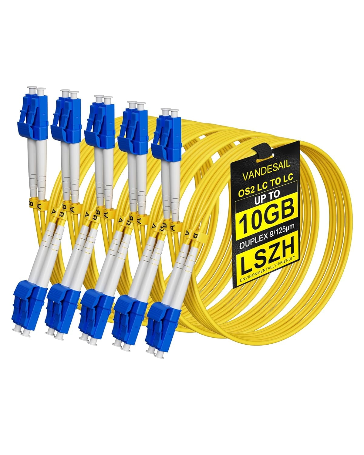 5 Pack 2M OS2 LC to LC Fiber Patch Cable, SingleMode 1G/10GB LC LC SMF ...