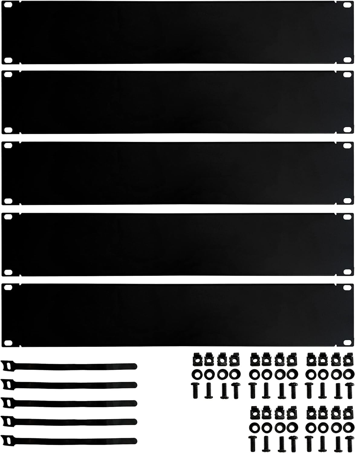 5 Pack 2U Steel Blank Panel Black for 19 inch Server Rack Premium Solid ...