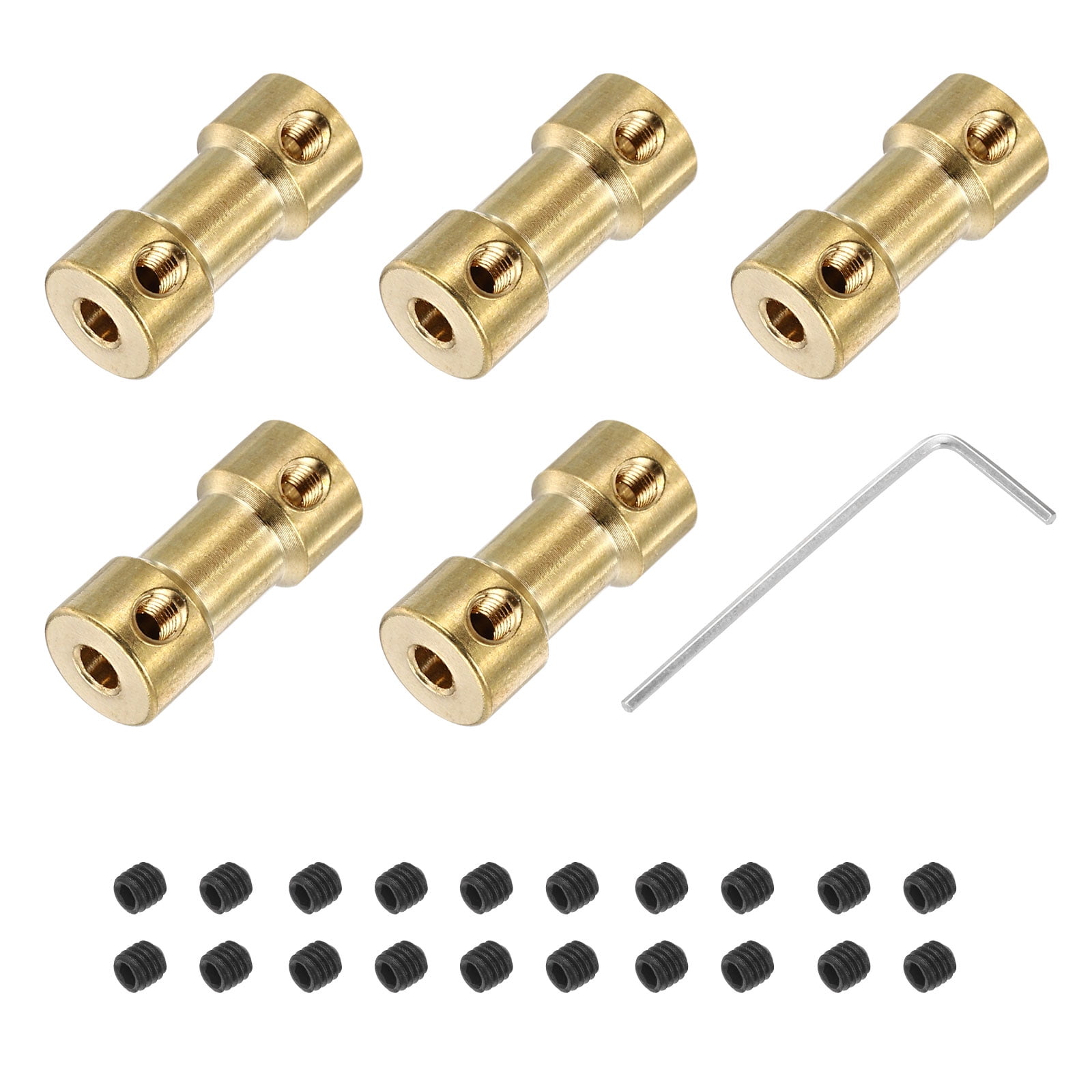 5 Pack 3.17mm to 3mm Brass Shaft Coupling Joint Connector with Screws ...