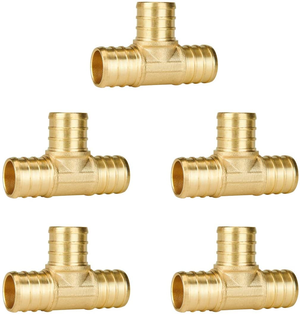5-Pack 3/4" Pex Tee, No Lead Brass 3/4" Inch Pex T Fittings - Walmart.com