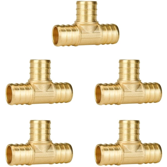 5-Pack 3/4" Pex Tee, No Lead Brass 3/4" Inch Pex T Fittings - Walmart.com
