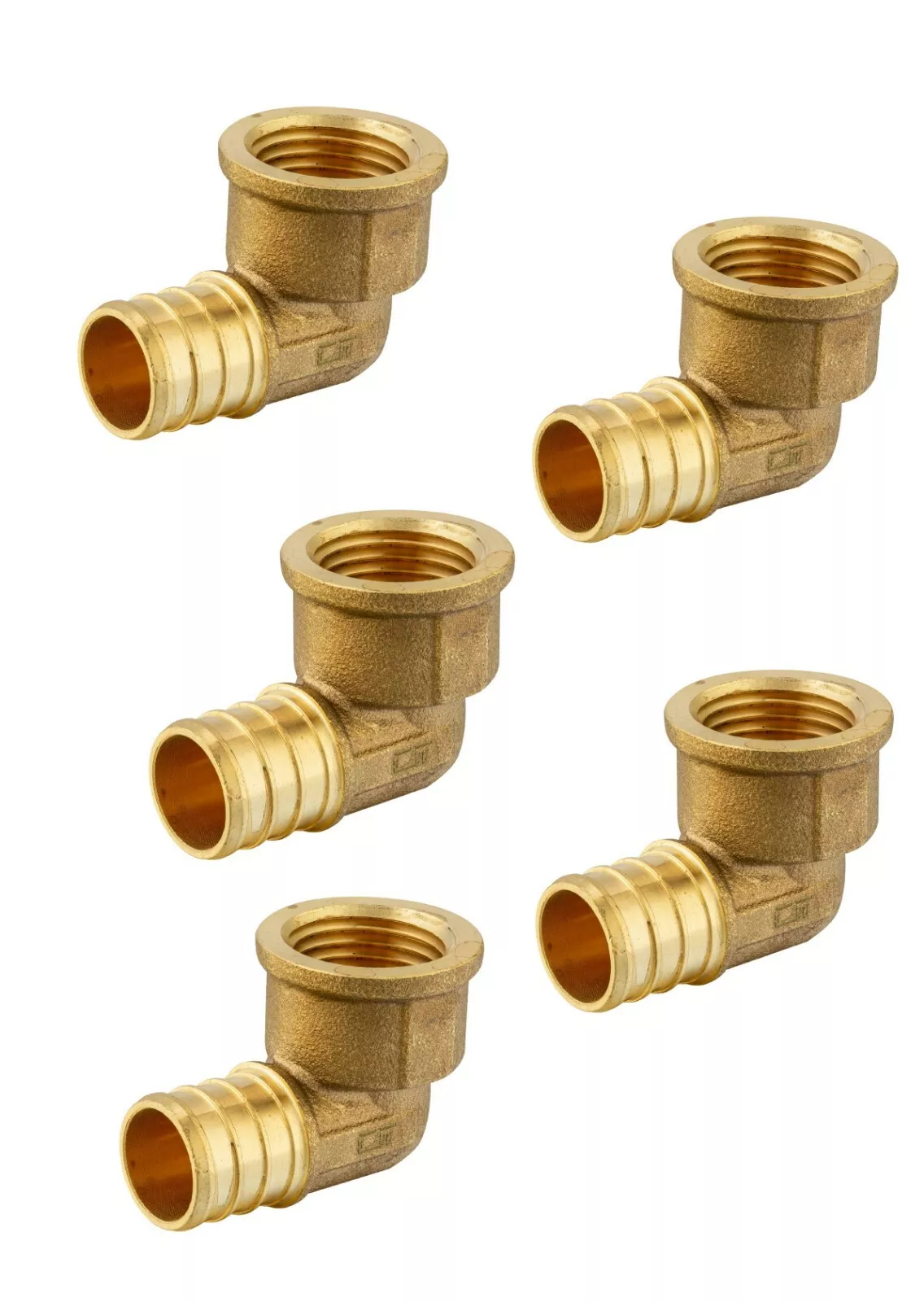 5-Pack 3/4" PEX x 3/4" Female NPT Elbow Fittings, Lead-Free Brass, for Plumbing and Heating ...