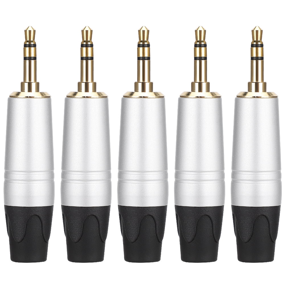 5-Pack 3.5mm Stereo Headphone Plugs, Welded Connector for Cable Adapter ...