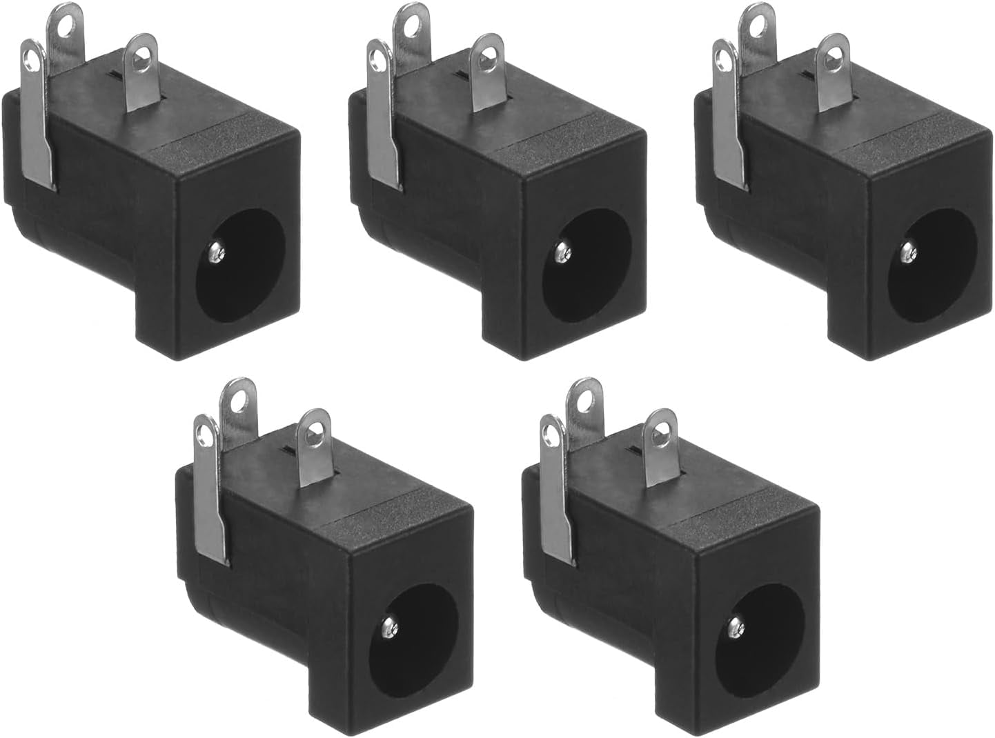 5-Pack 3 Pin DC-005 Power Jack 5.5 x 2.1mm PCB Mount Female Nickel ...