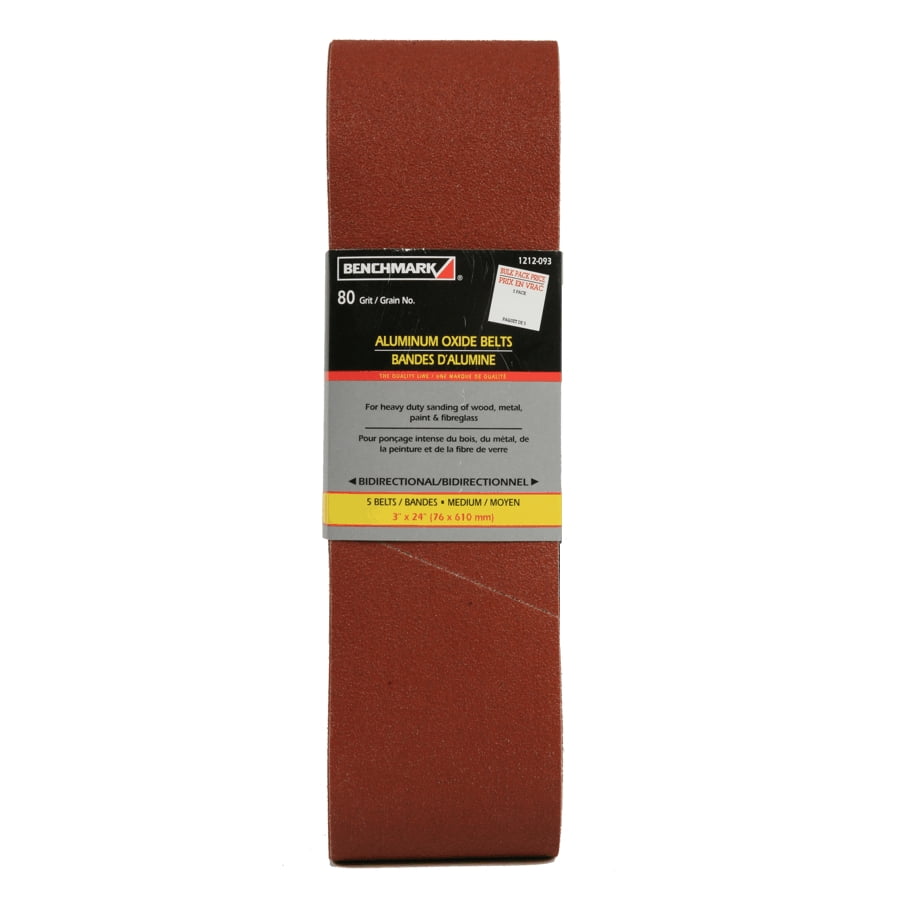 5 Pack 3" x 24" 80 Grit Aluminum Oxide Belts - Walmart Business Supplies