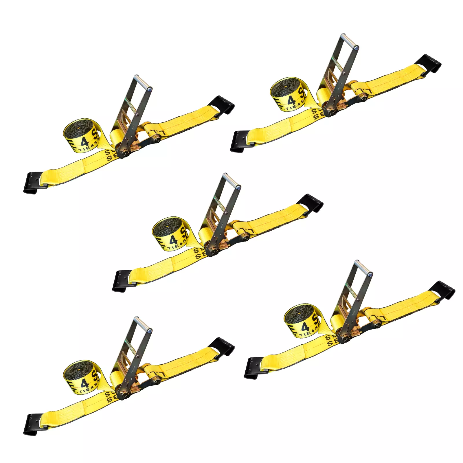 5 Pack 3" x 30' Ratchet Strap w/ Flat Hooks Flatbed Truck Trailer Tie ...